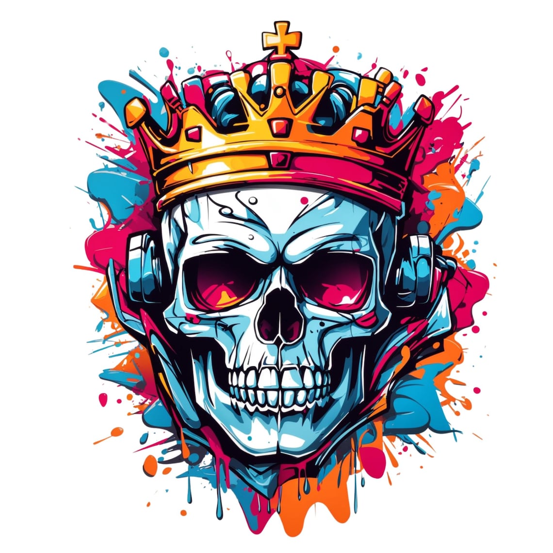 Skull Clipart, Skull With Crown Png, Crowned Skull Png, Watercolor ...