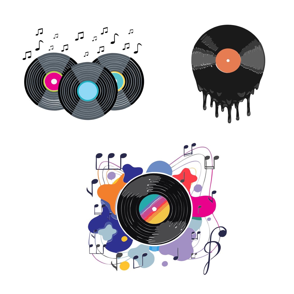 Vinyl Record Svg Bundle, Vinyl Disc Clipart, Vinyl Record Vector ...