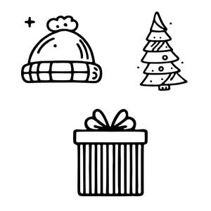 Christmas Svg Bundle, Christmas Line Art Drawings Clipart, Whimsical ...