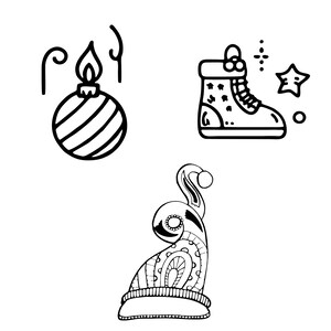 Christmas Svg Bundle, Christmas Line Art Drawings Clipart, Whimsical ...