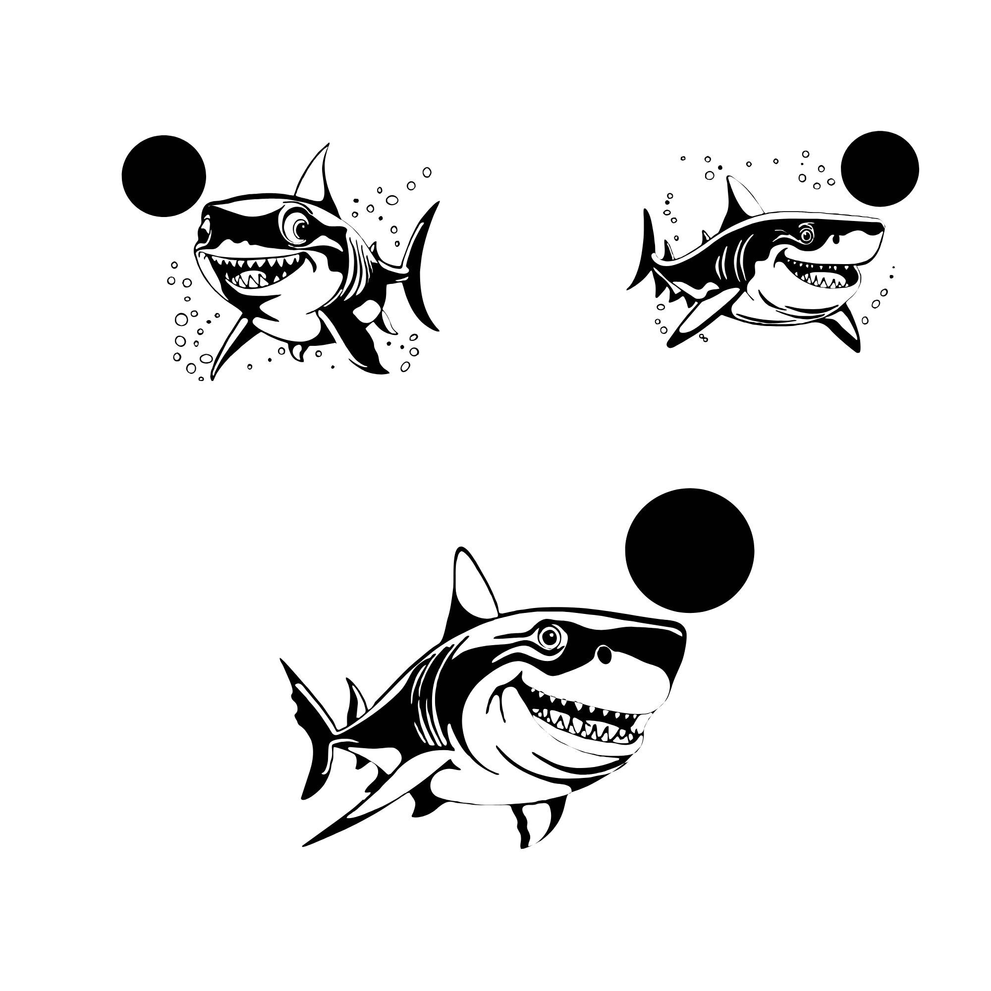 Shark Svg Bundle, Shark Clipart, Cute Shark Vector, Sea Creature Decal ...