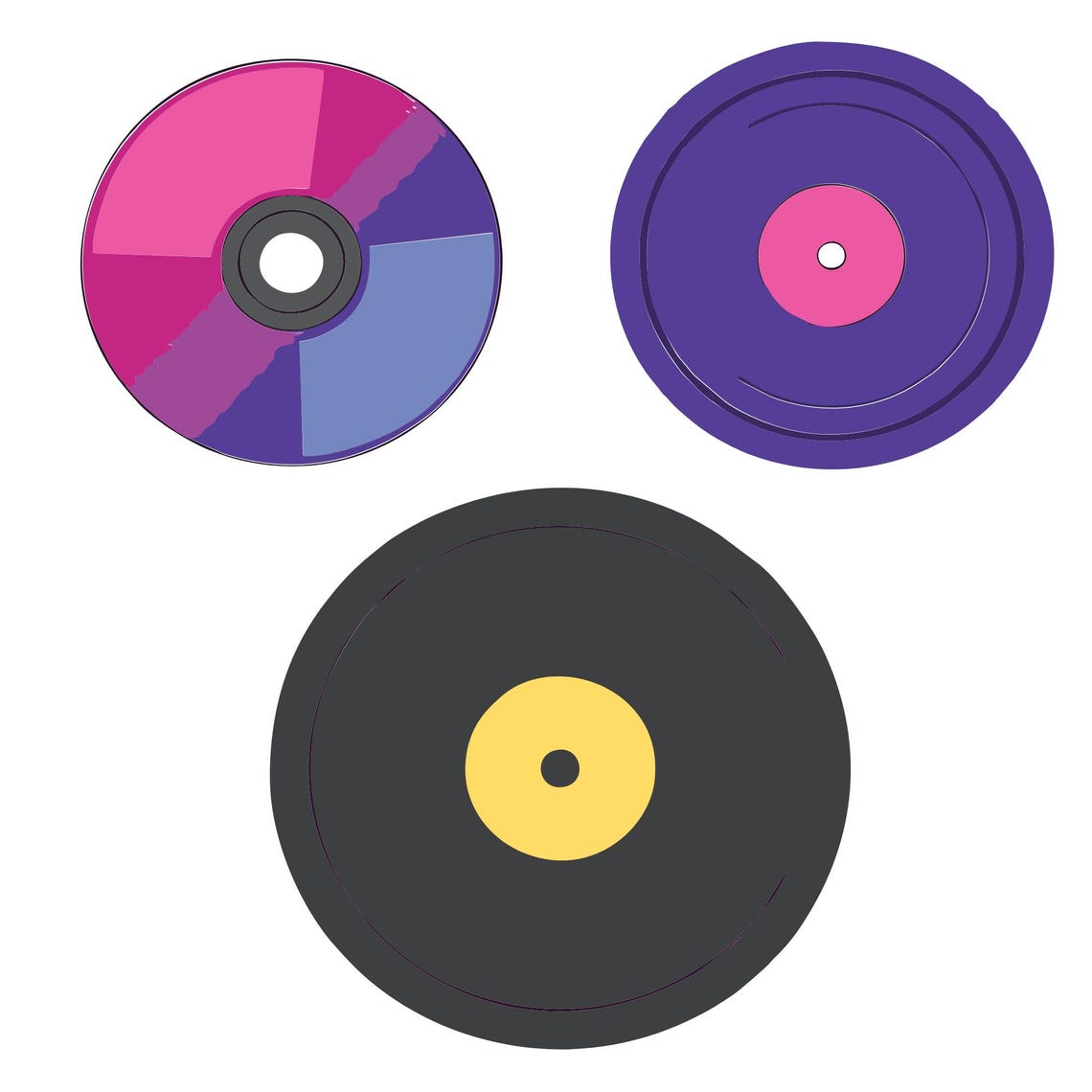 Vinyl Record Svg Bundle, Vinyl Disc Clipart, Vinyl Record Vector ...