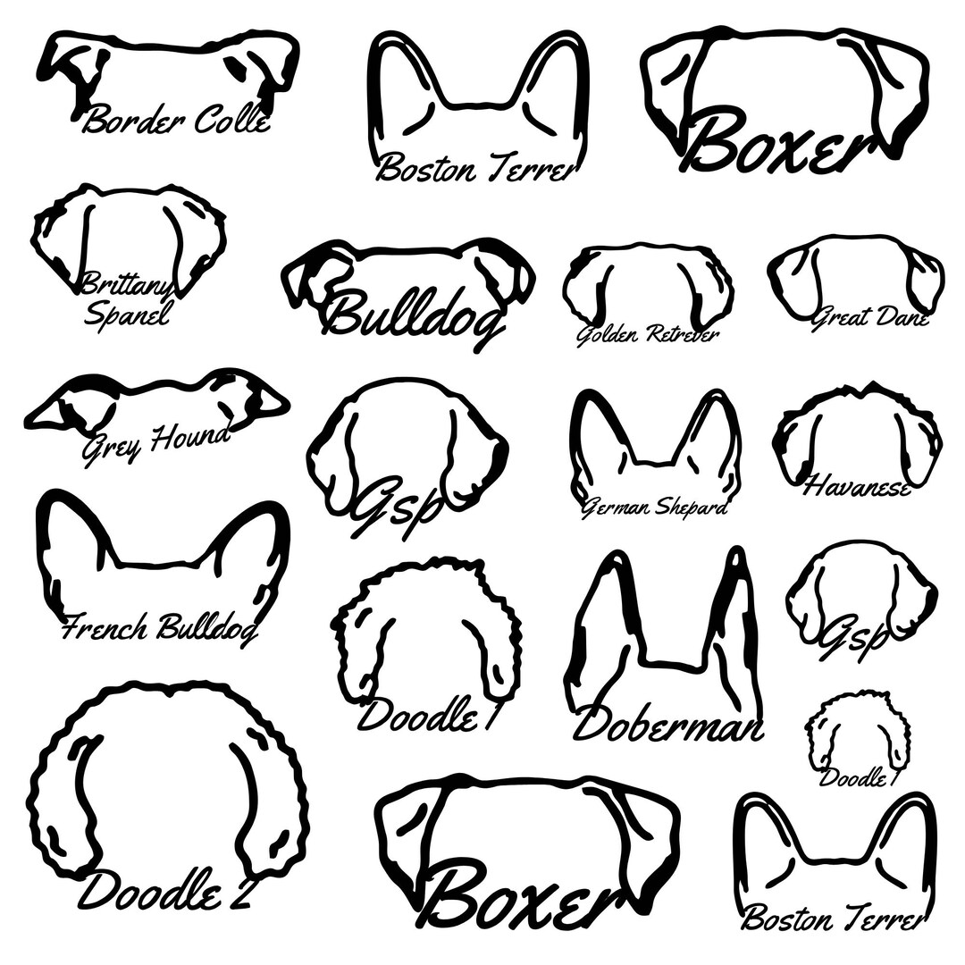 Dog Breeds Svg Bundle, Dog Breed Ears Clipart, Dog Ears Vector, Dog ...