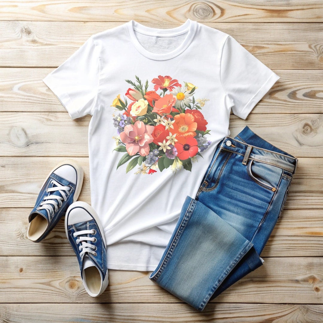 Flower Poppy, Amaryllis, Snapdragon, Cosmos, Jasmine T-shirt - Plant ...
