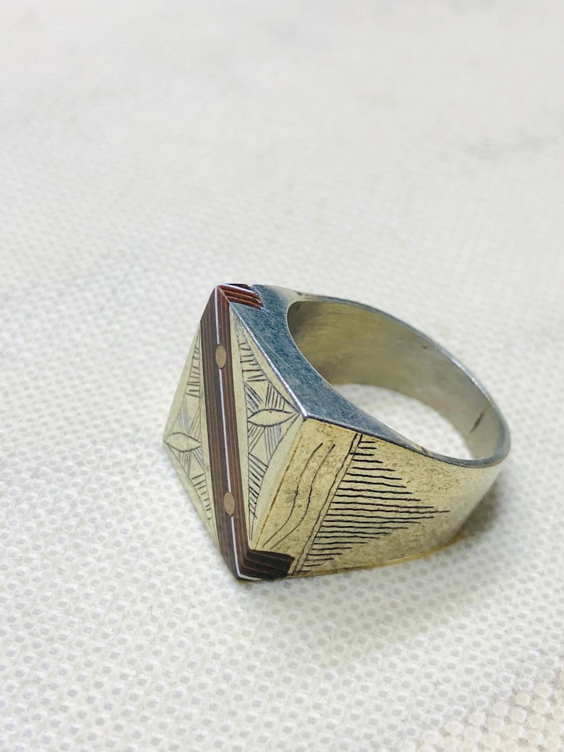 Berber Tuareg Tribal Ring in Color-stable Metal, Hand Engraved Amazigh ...