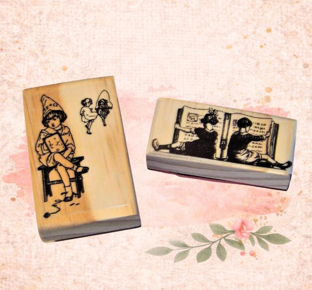 Vintage Children Rubber Stamps: Dunce Chair, Reading Book Images - Etsy
