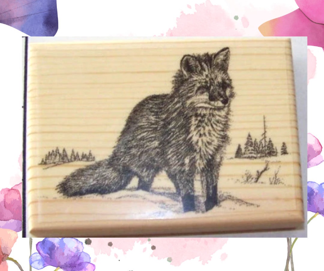 Arctic Snow Fox New Mounted Rubber Stamp Fox Rubber Stamp animal Stamp ...