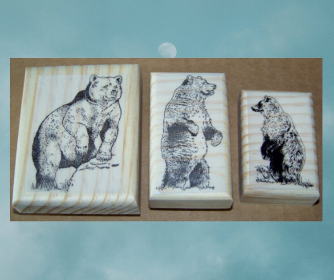 3 Bear Rubber Stamps Bears New Mounted Rubber Stamps Grizzly Bear Stamp ...