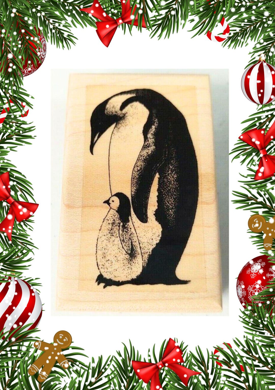 PENGUIN Rubber Stamp Penguin Stamp Christmas Rubber Stamp Penguin Mama ...