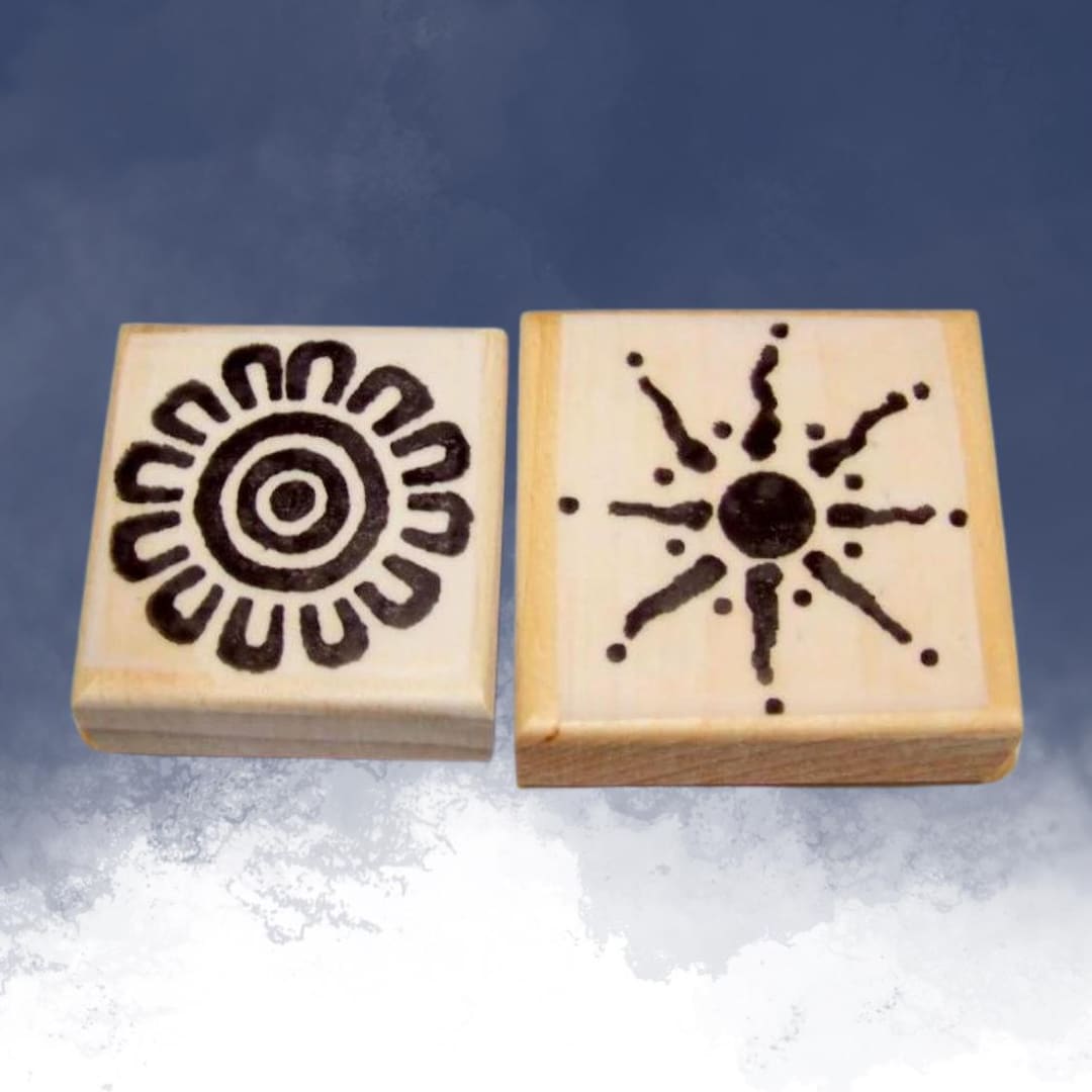 Sun Rubber Stamps, Suns Petroglyph Primitive Suns 2 New Mounted Rubber ...