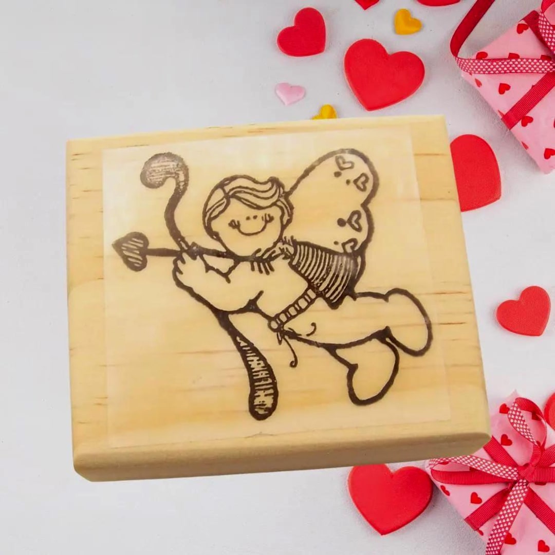 Cupid Angel Rubber Stamp - Valentines Day, Spiritual Crafting (2x2 ...