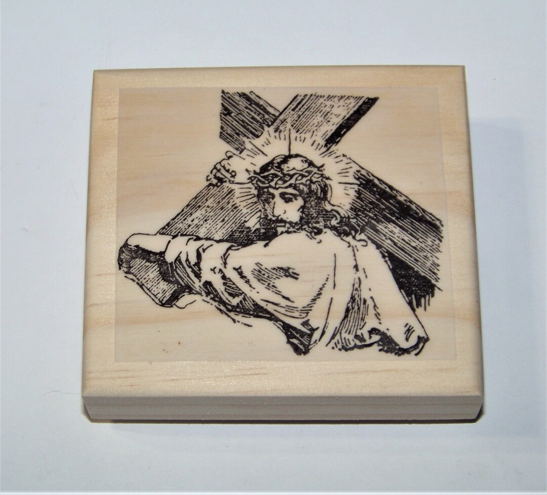 Jesus Carrying Cross Rubber Stamp Spiritual Religious New Rubber Stamp ...