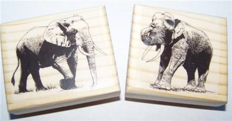 2 Elephants New Mounted Rubber Stamps Elephant - Etsy