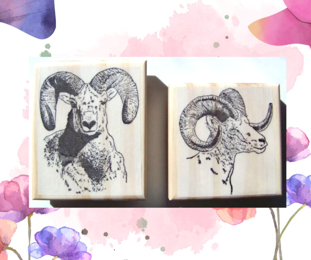 Ram Rubber Stamp Set: Deep Etched Animal Stamps - Etsy