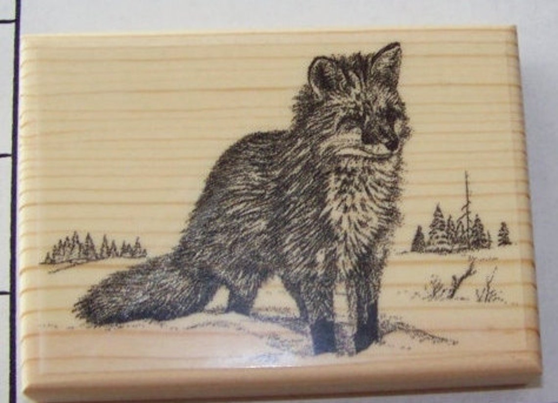 Arctic Snow Fox New Mounted Rubber Stamp Fox Rubber Stamp animal Stamp ...