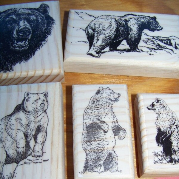 Bear Rubber Stamp - Etsy