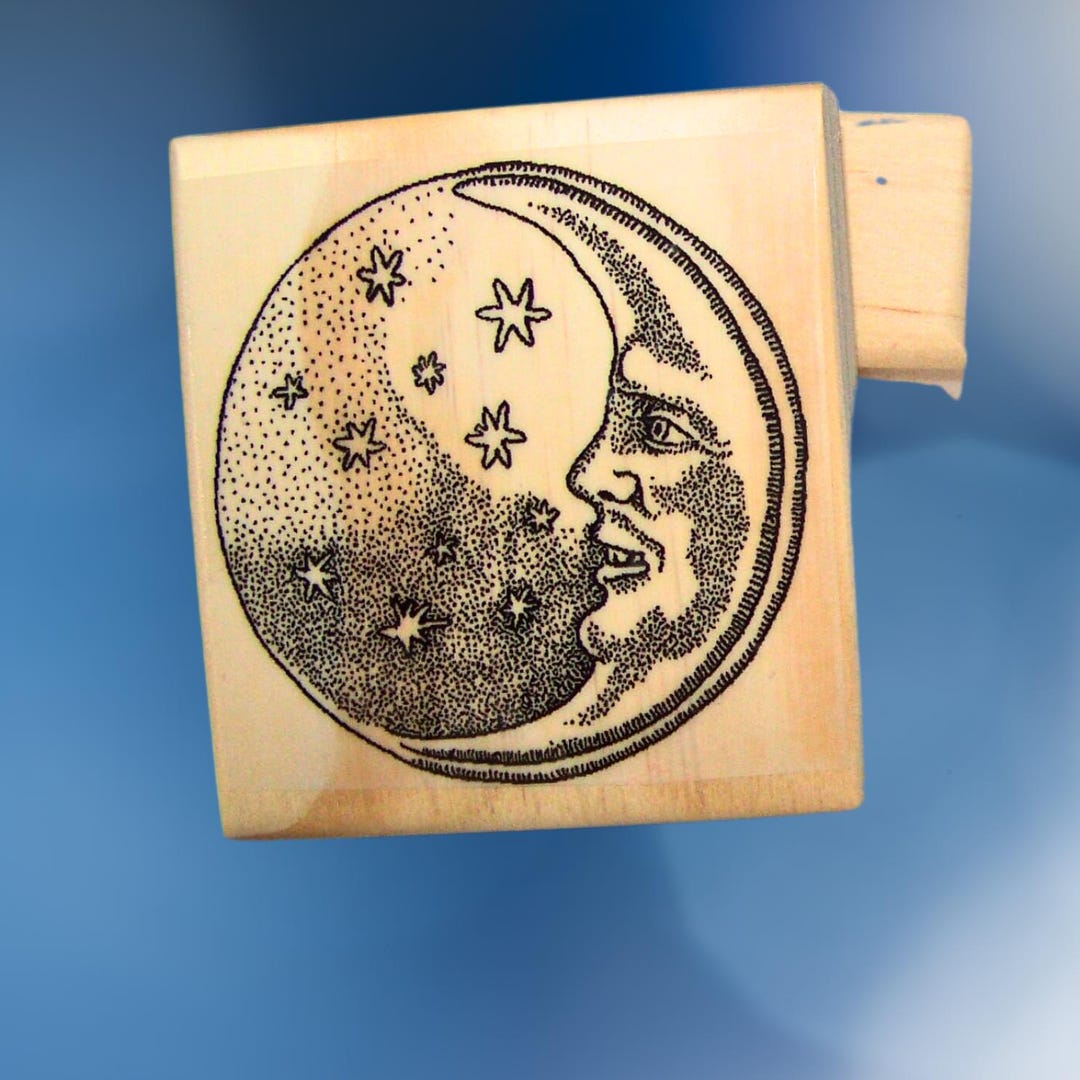 Moon Rubber Stamp Man in the Moon Stamp New Mounted Rubber Stamp - Etsy