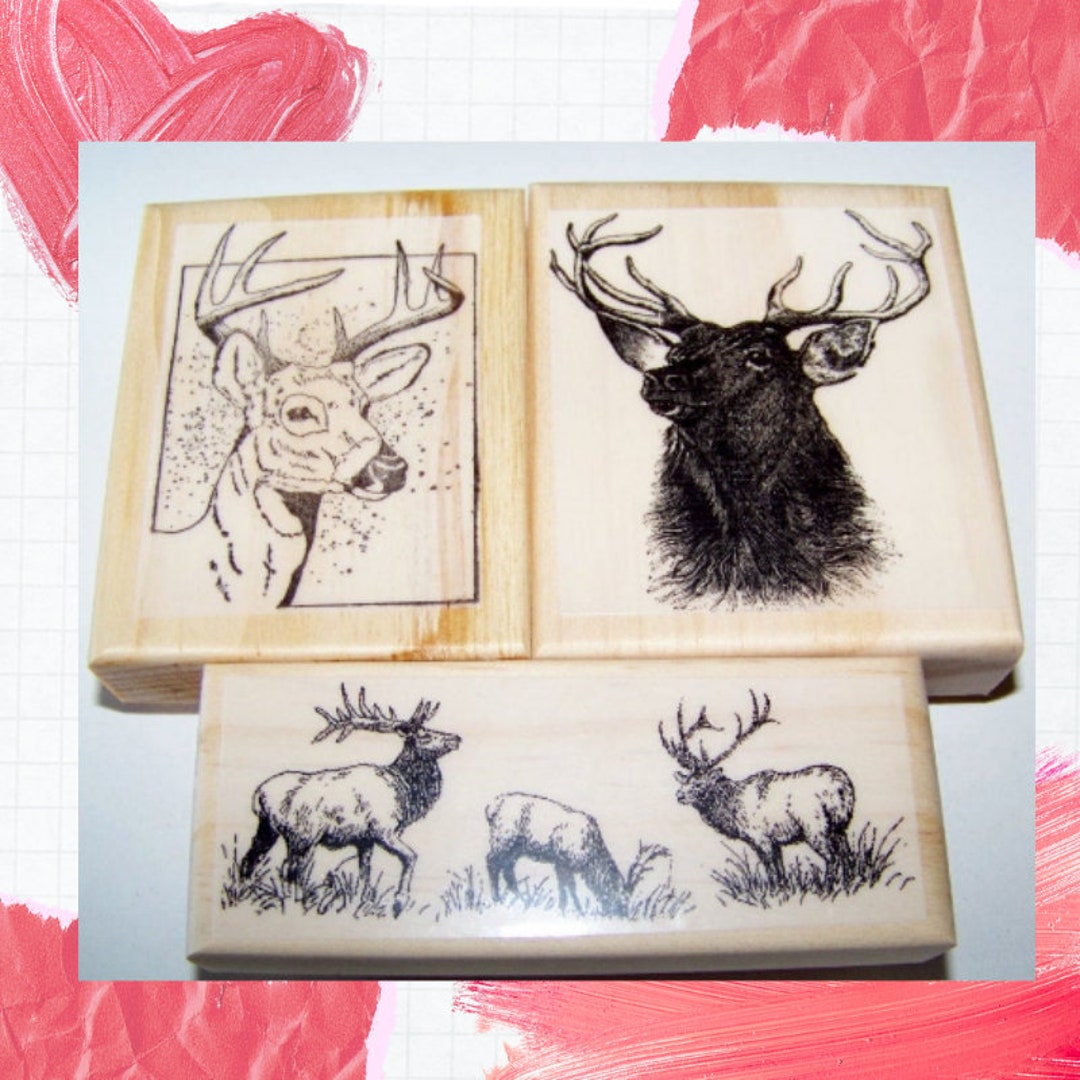 Elk Rubber Stamp Deer Rubber Stamps Deer, Elk Themed Wood Mounted ...