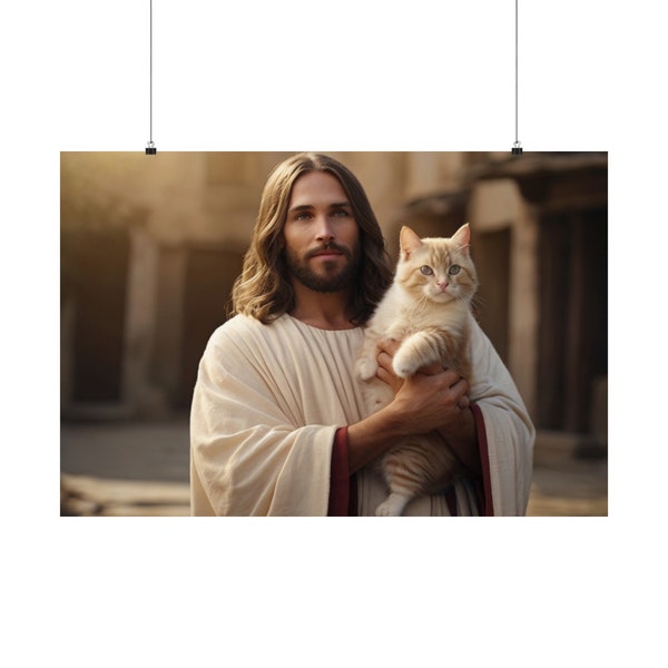 Jesus With Cat - Etsy