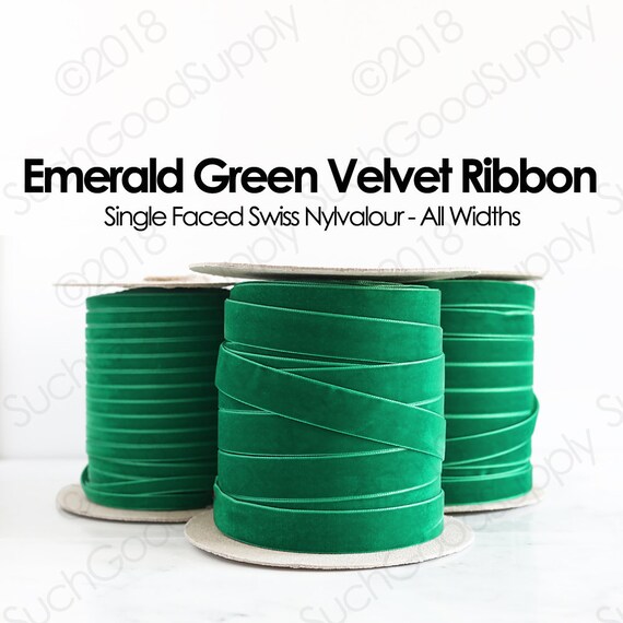 Emerald Green Swiss Velvet Ribbon By The Yard Green Wedding | Etsy