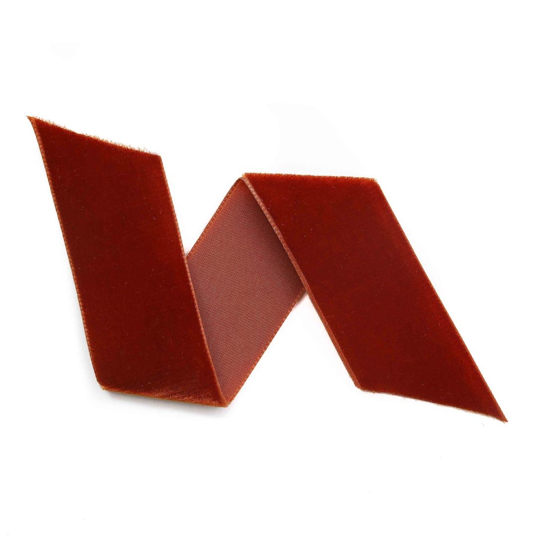 Rust Swiss Velvet Ribbon by the Yard | Rust Red Wedding Velvet Trim ...