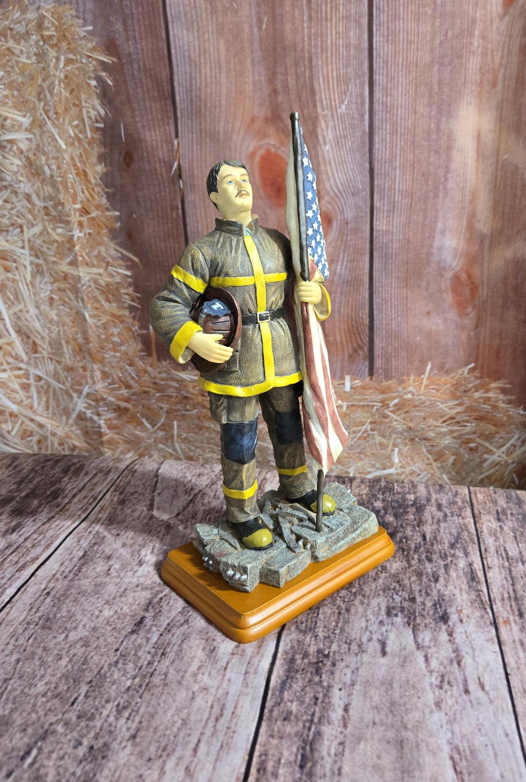 3D Resin Firefighter Figurine: Patriotic American Hero Sculpture With ...