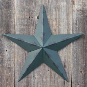 16"- 32" Solid OR Rustic Green Galvanized Metal Tin Painted Barn Star ...