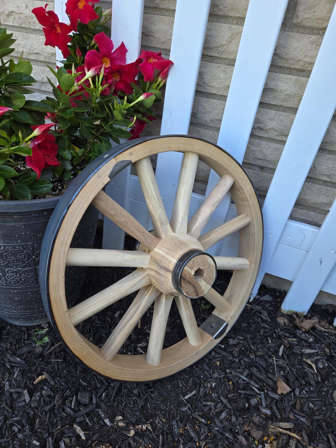 18 Inch Wooden Western Wagon Wheel With 2 Inch Steel Rim - Etsy