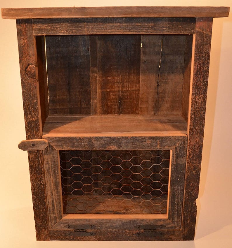Drop Down Door Chicken Wire Barn Wood Display Country Cabinet Display ...