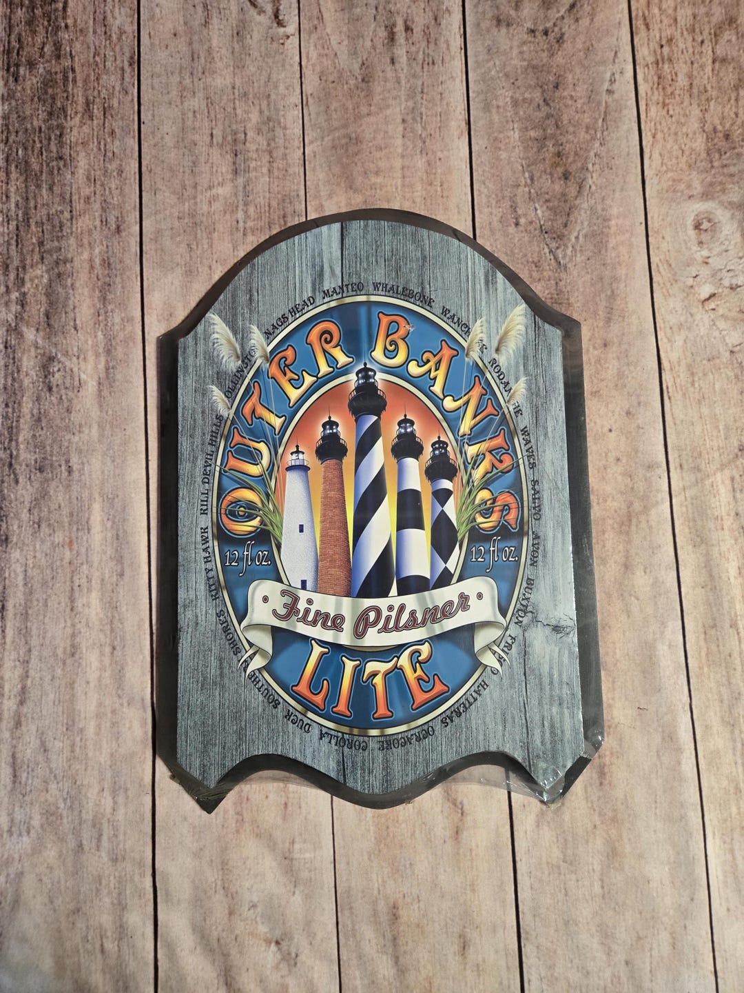 Lighthouse Picture - Sign Says "outer Banks Lite Fine Pilsner" Wooden ...