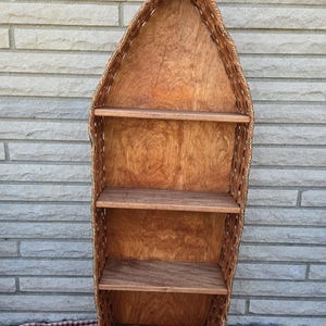 Handcrafted Nautical Boat Shelf With Basket Reed & Solid Wood - Large ...