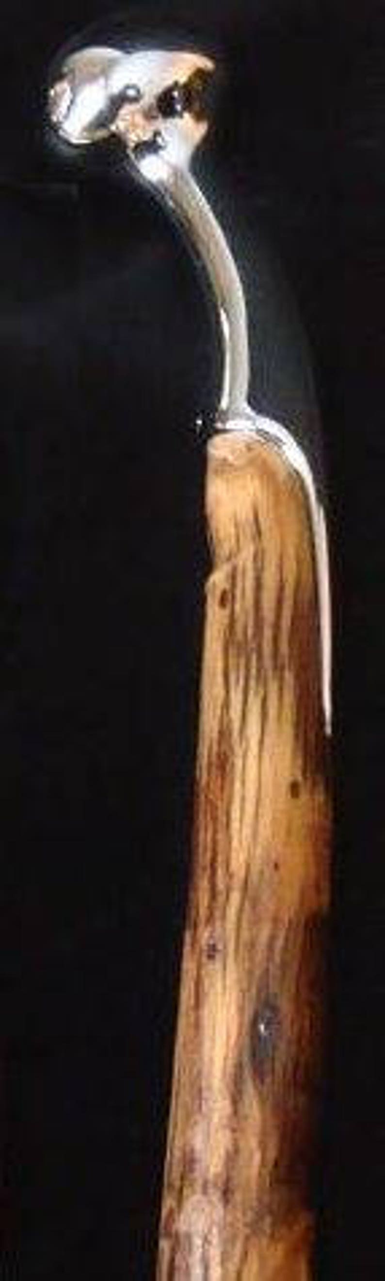 Handcrafted Hickory Walking Cane With Vintage Hames Handle - Brass or ...
