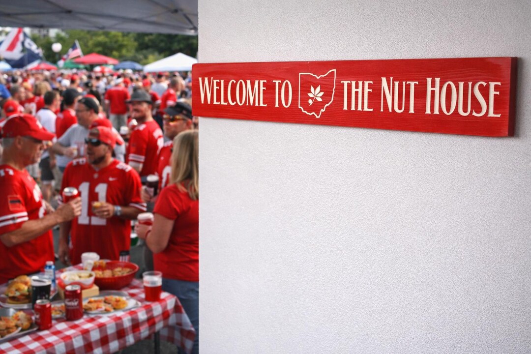 Routed Pine Sign "welcome to the Nut House" Ohio State Wood Sign 36"x 5 ...