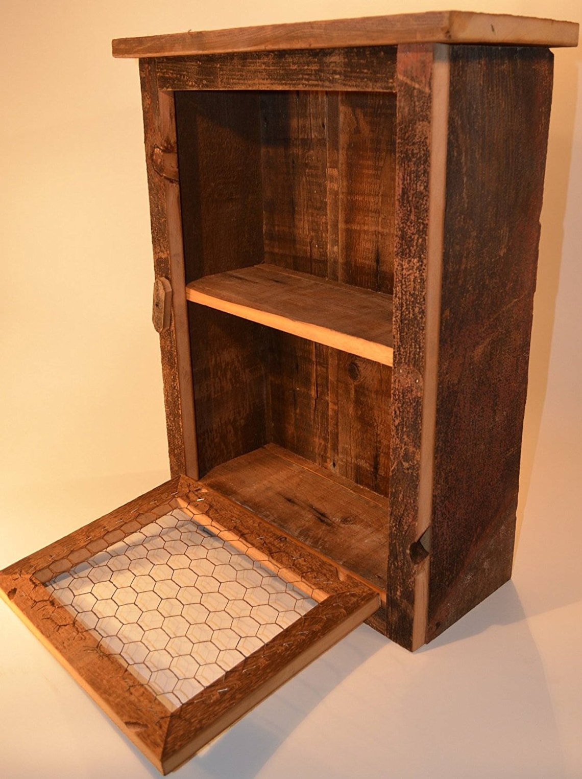 Drop Down Door Chicken Wire Barn Wood Display Country Cabinet Display ...