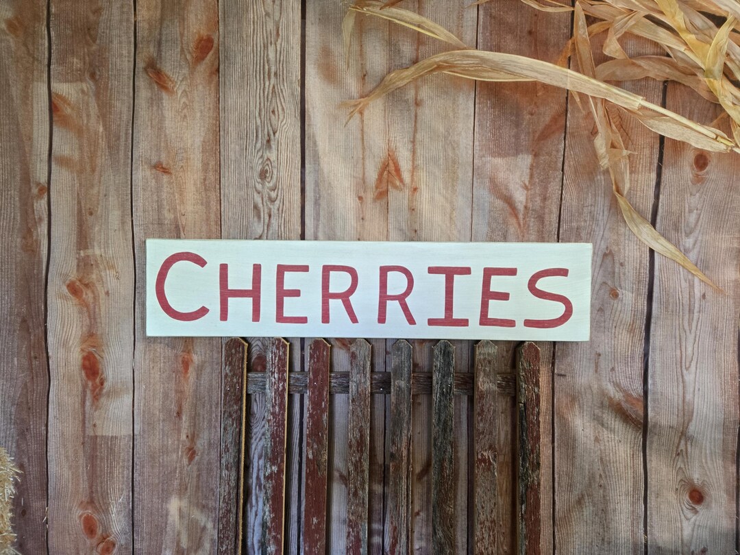 Wooden "cherries" Sign White and Red Rustic Americana Look - Etsy