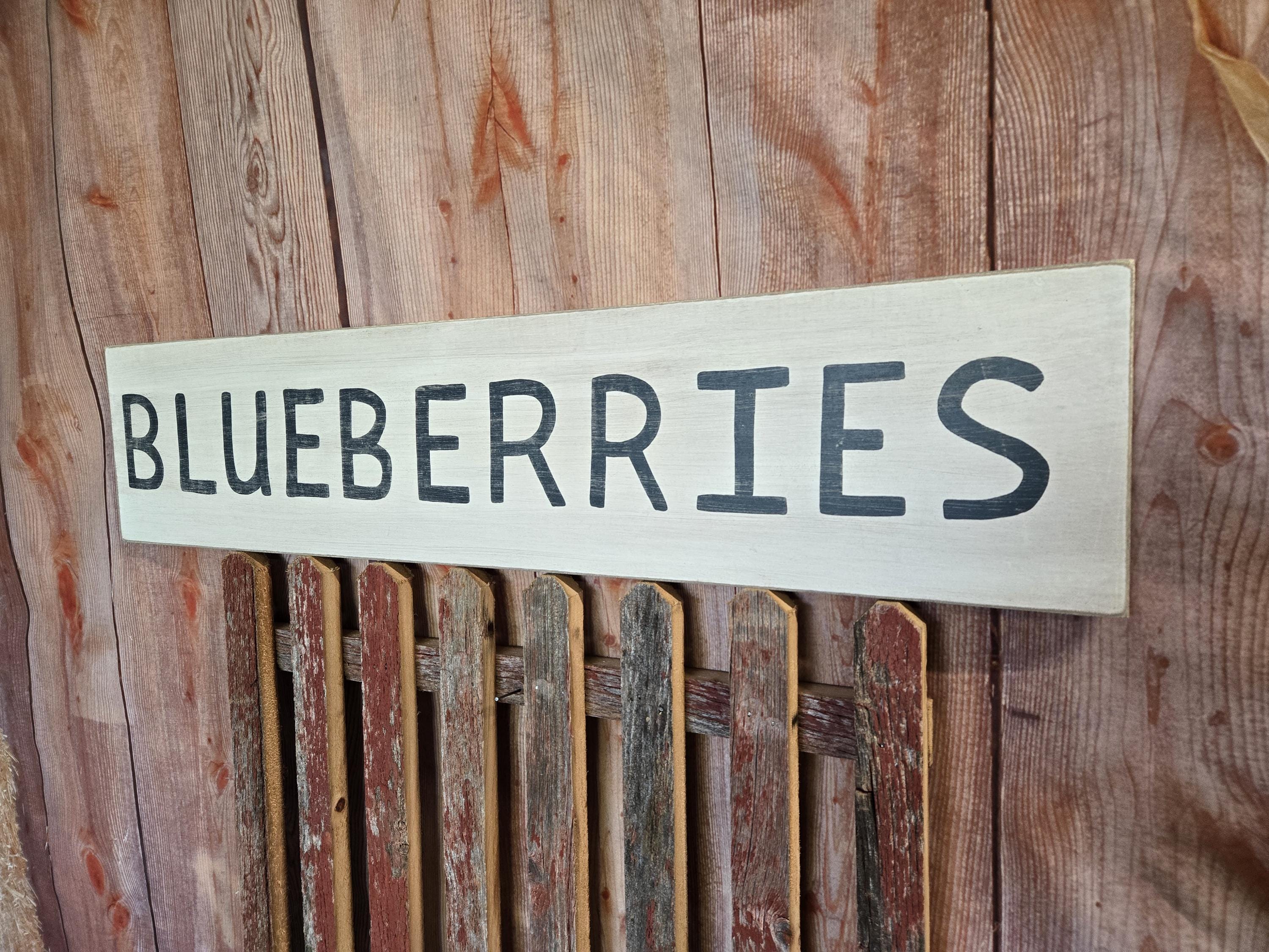 Wooden "blueberries" Sign White and Blue Rustic Americana Look - Etsy