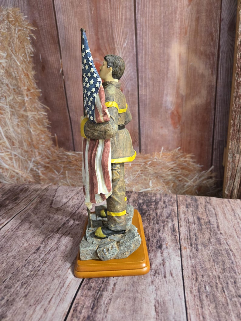 3D Resin Firefighter Figurine: Patriotic American Hero Sculpture With ...