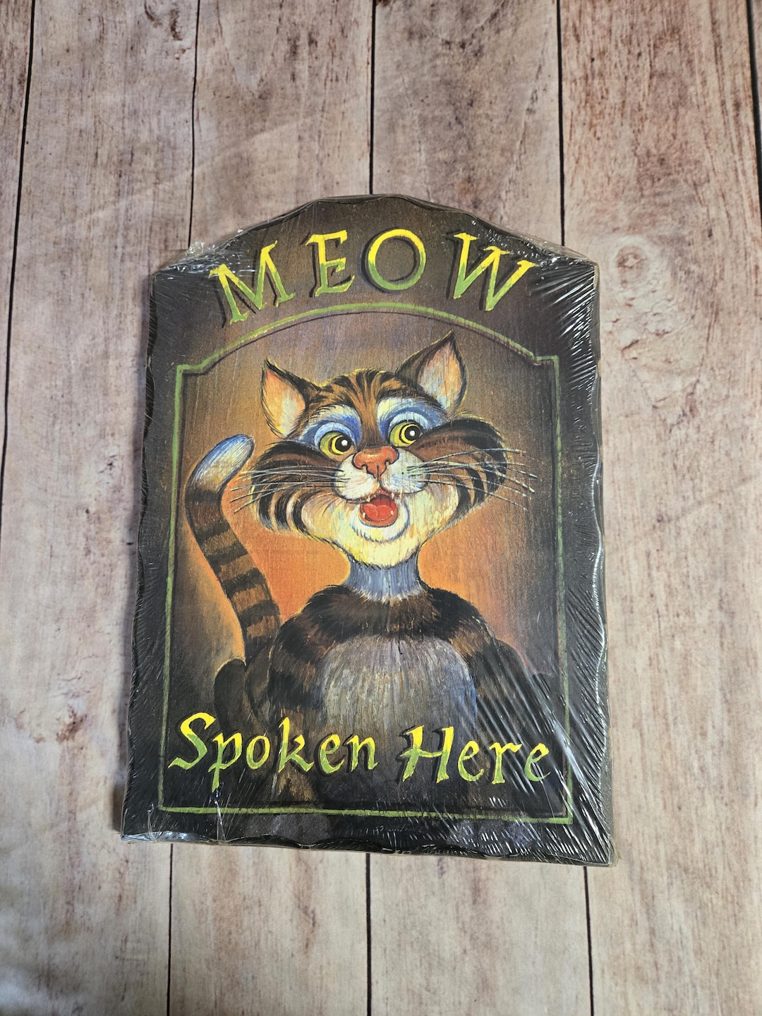 Cat Sign "meow Spoken Here" Cat Lovers Cat Collection Tiger Cat Wooden ...