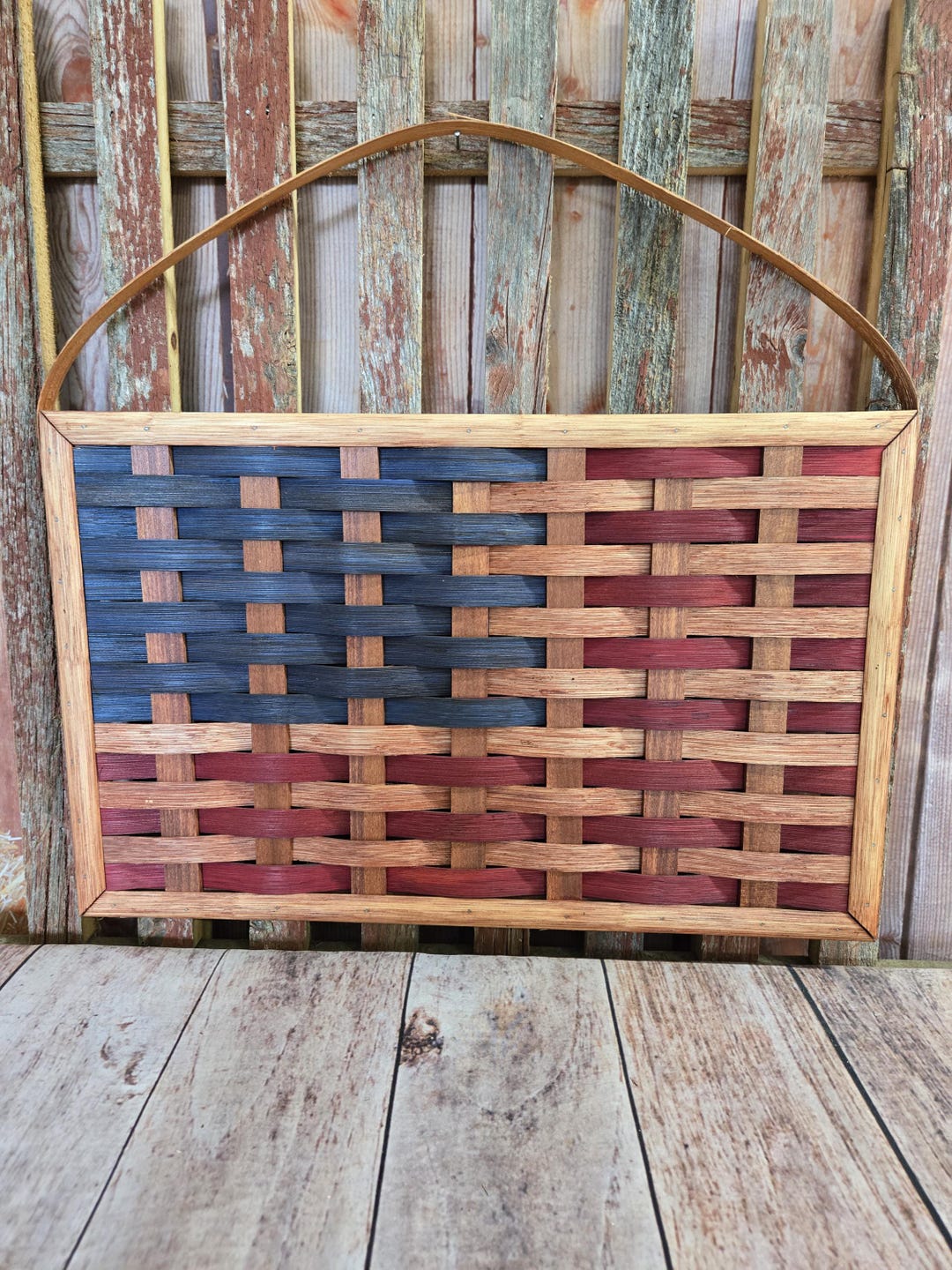 American Flag Handwoven Americana Themed Made With Rattan Basket Reed ...