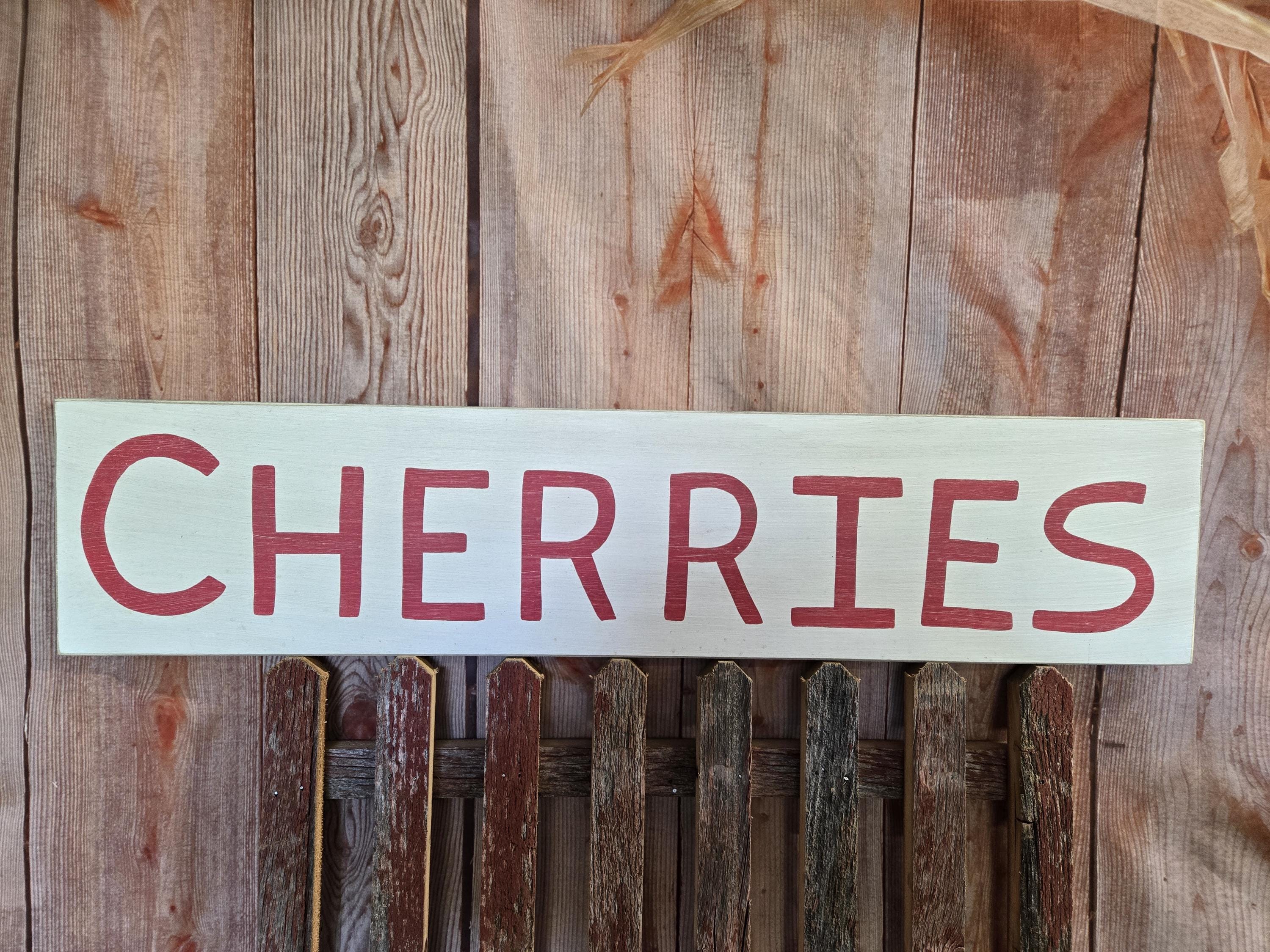 Wooden "cherries" Sign White and Red Rustic Americana Look - Etsy