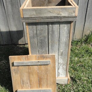 Amish Country Collectible Handmade Reclaimed Barn Wood Garbage Can With ...