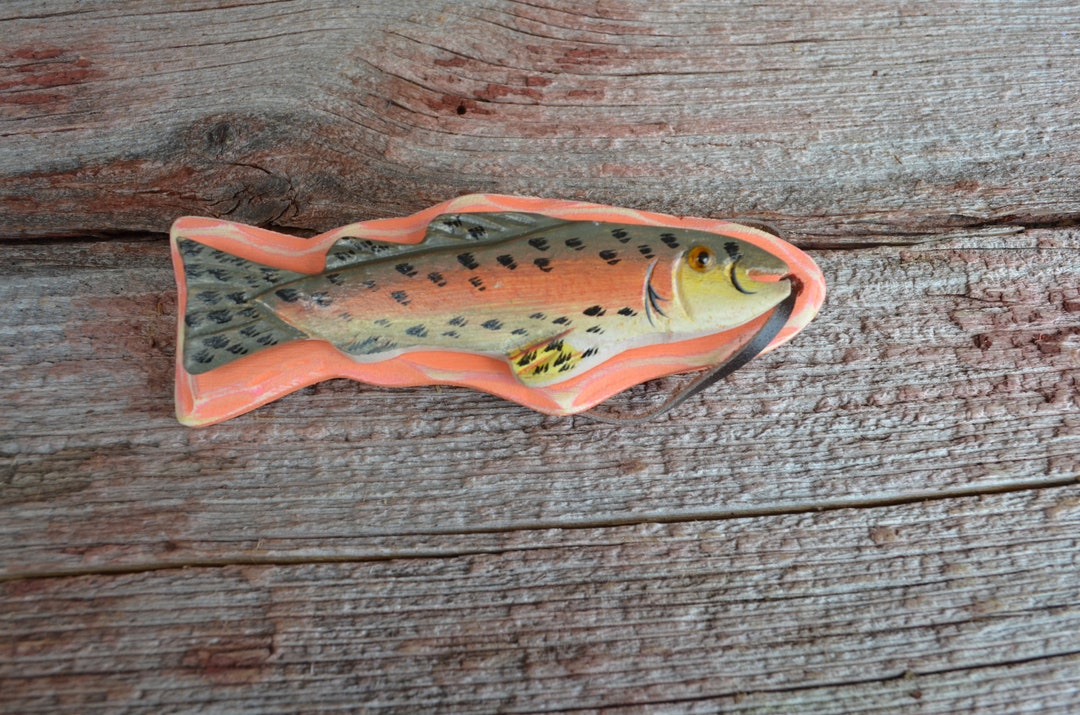 Wooden Fish Mounted on Board With Leather Strap for Hanging on a Wall ...