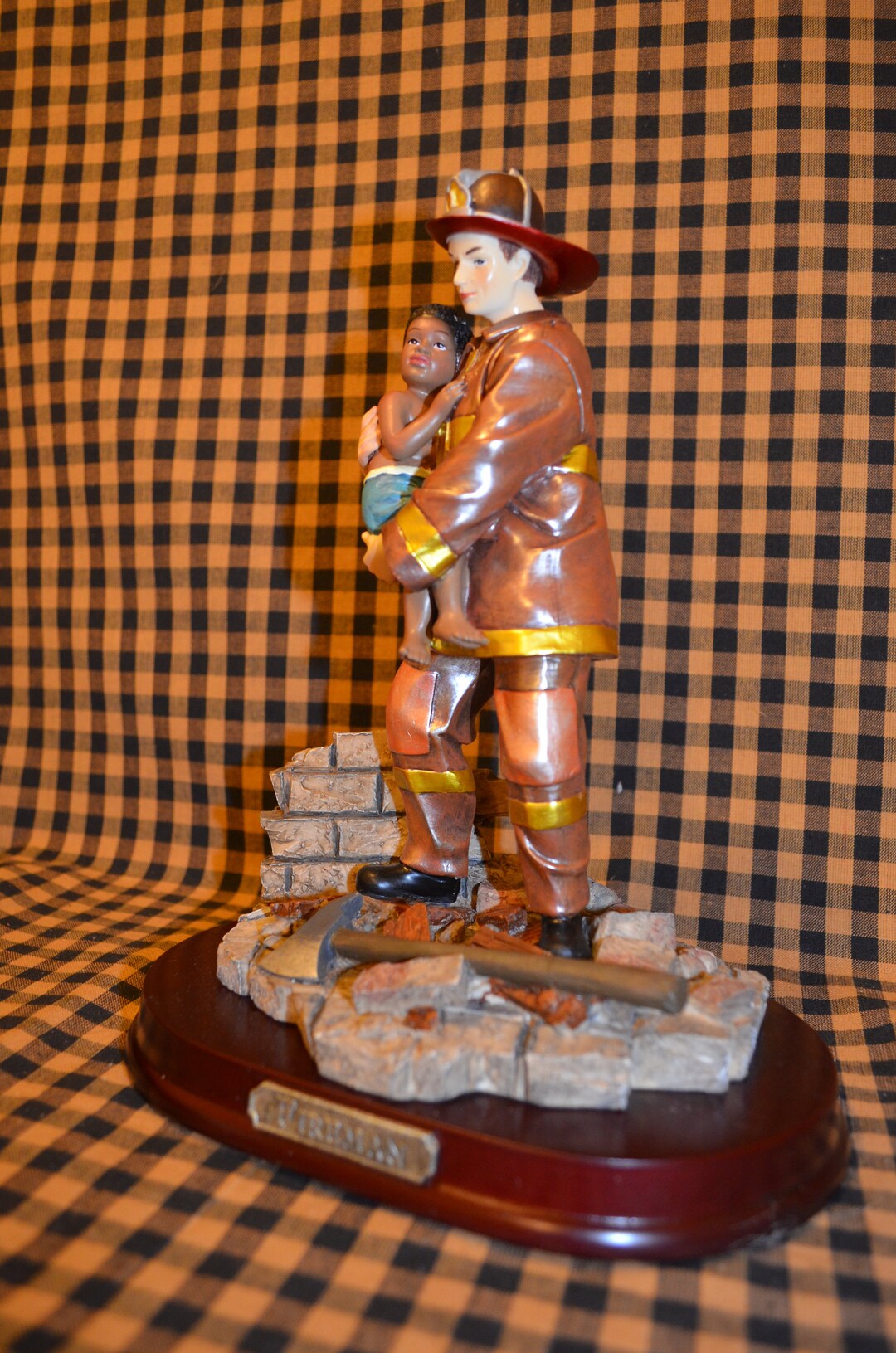 Fireman With a Young Boy in His Arms 3D Resin Decorative - Etsy