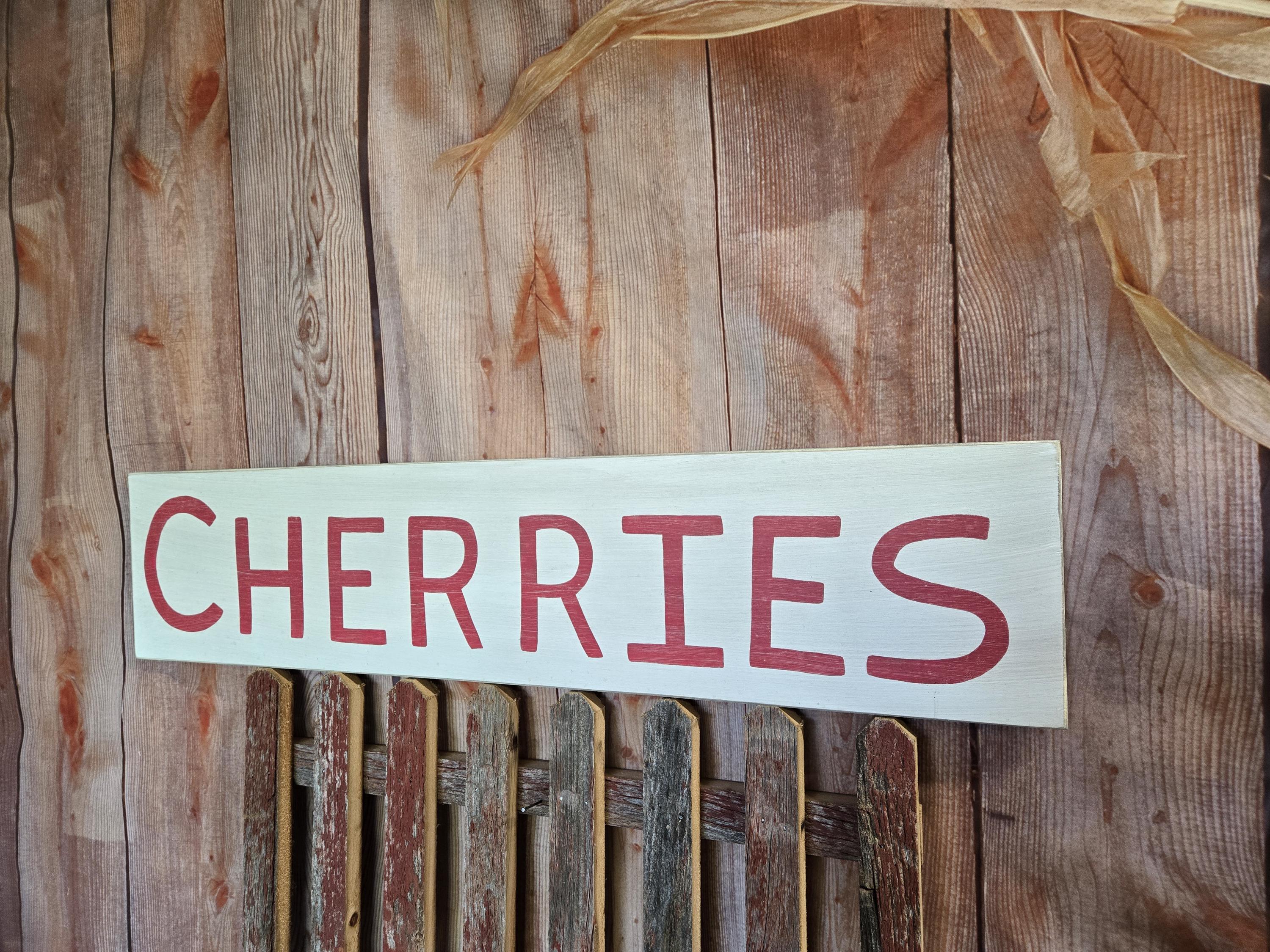 Wooden "cherries" Sign White and Red Rustic Americana Look - Etsy