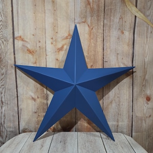 16"- 32" Solid OR Rustic Blue Galvanized Metal Tin Painted Barn Star ...