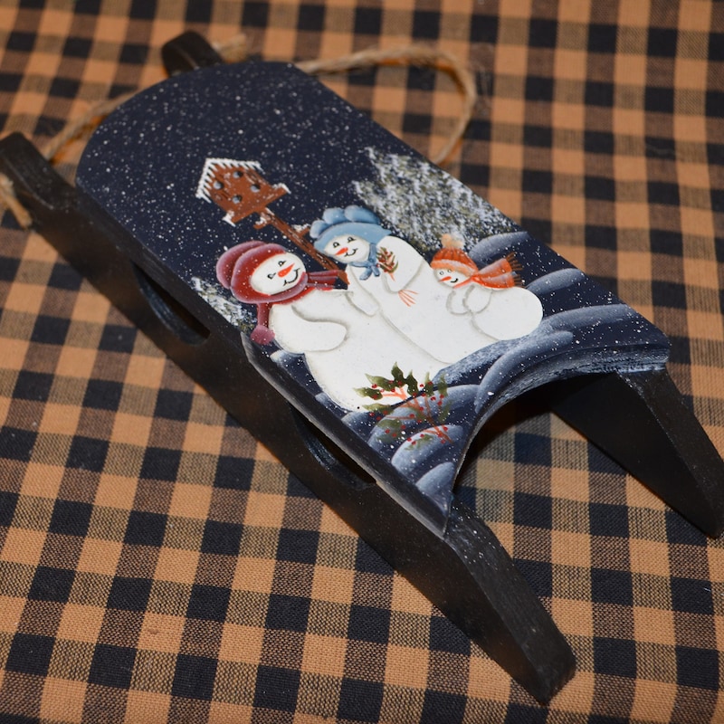 Snowman Wooden Sled - Etsy