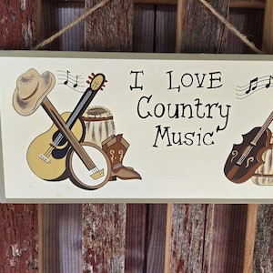 Wooden "i Love Country Music " Sign With Decorative Rope for Hanging - Etsy