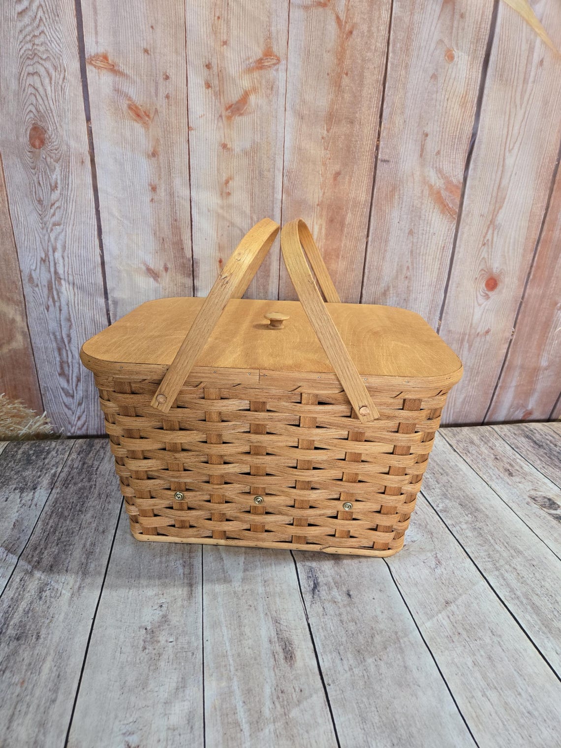 Handcrafted Square Double Pie Carrier: Wooden Basket With Swinging ...