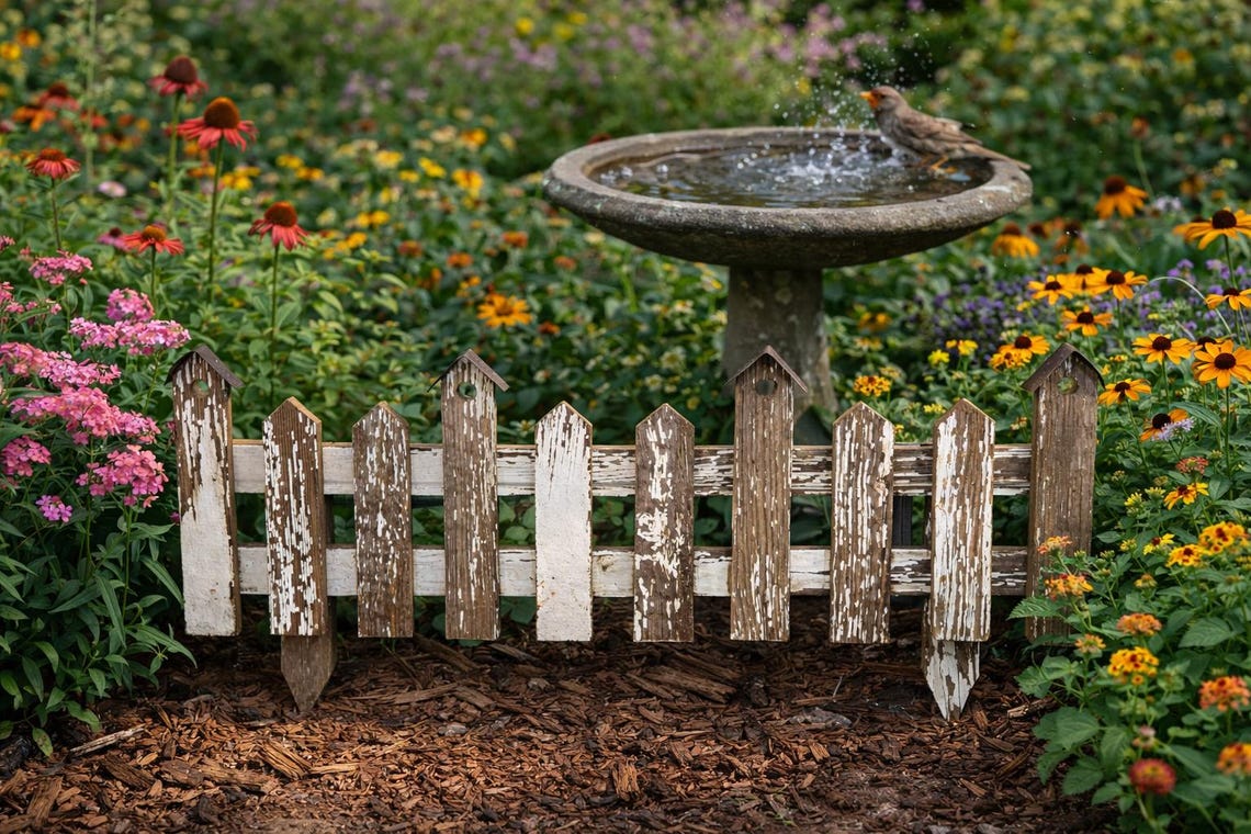 Small Picket Fence With Birdhouse Tips. Amish Country Handcrafted Barn ...
