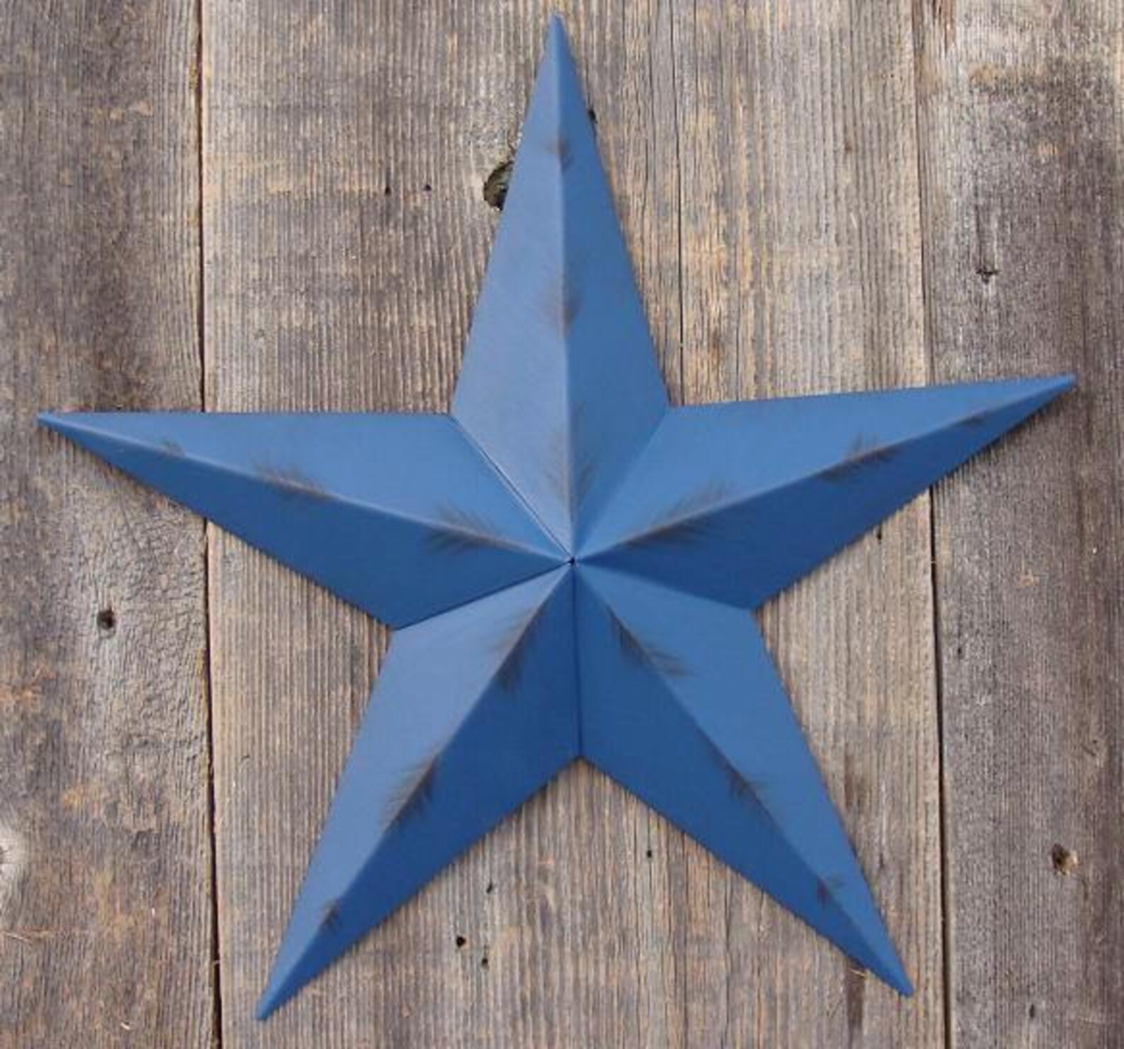 16"- 32" Solid OR Rustic Blue Galvanized Metal Tin Painted Barn Star ...